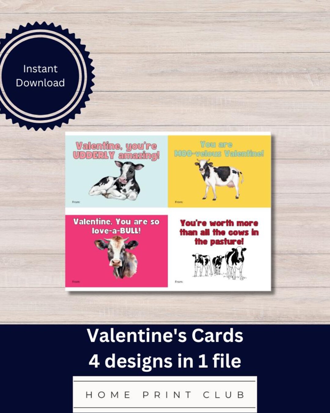 Beef Cows Cattle Printable Kids Valentines Day Card, Ranch Cowboy and ...