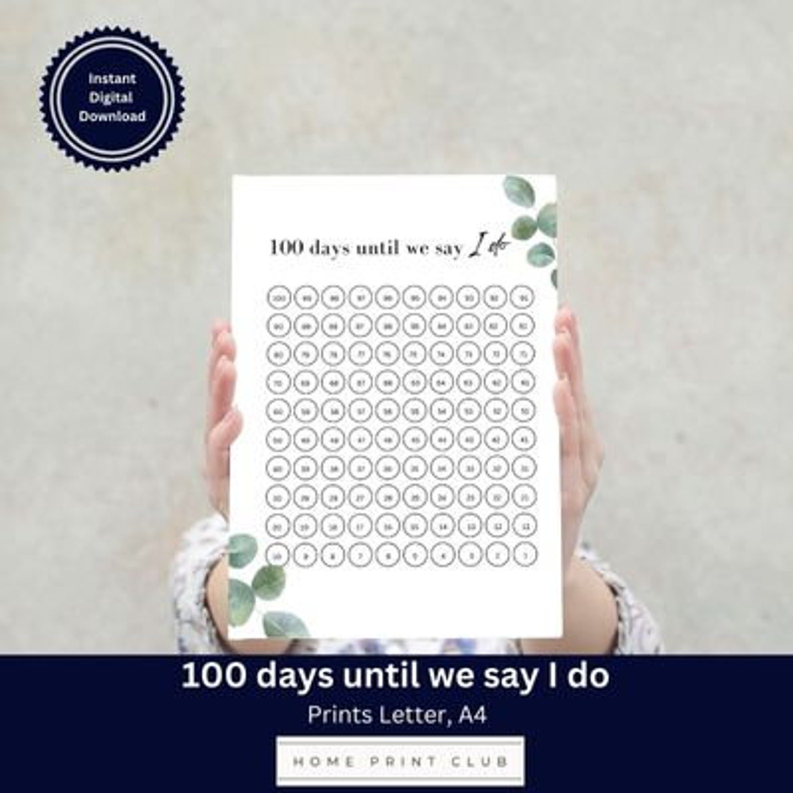 Wedding Countdown, 100 Days Until Wedding, Engagement Gift, 100 Day ...
