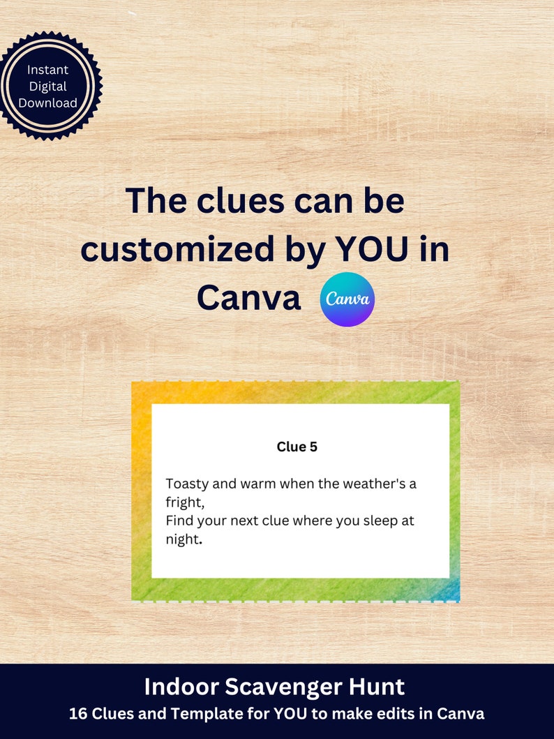 Indoor Scavenger Hunt Printable Template for Kids, Custom Treasure Hunt ...