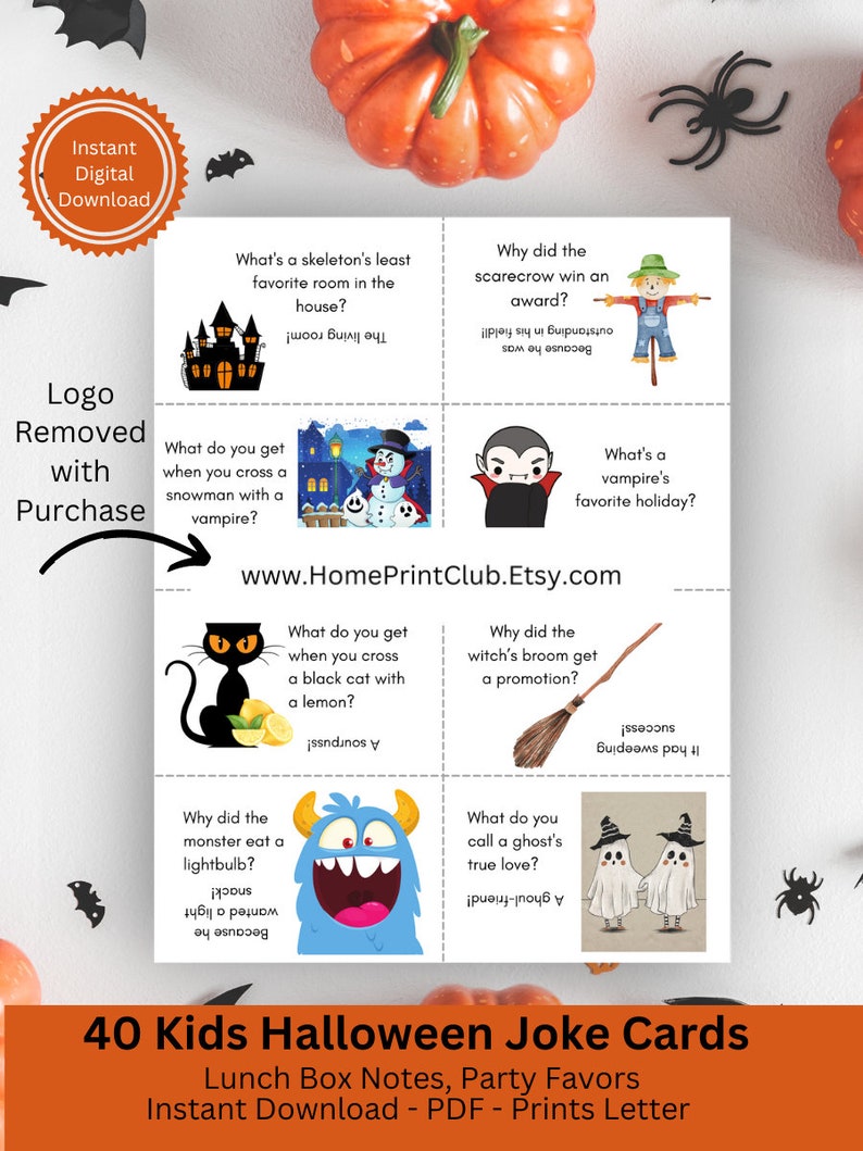 40 Halloween Kids Lunch Box Jokes Printable, Kids Halloween Jokes Class ...