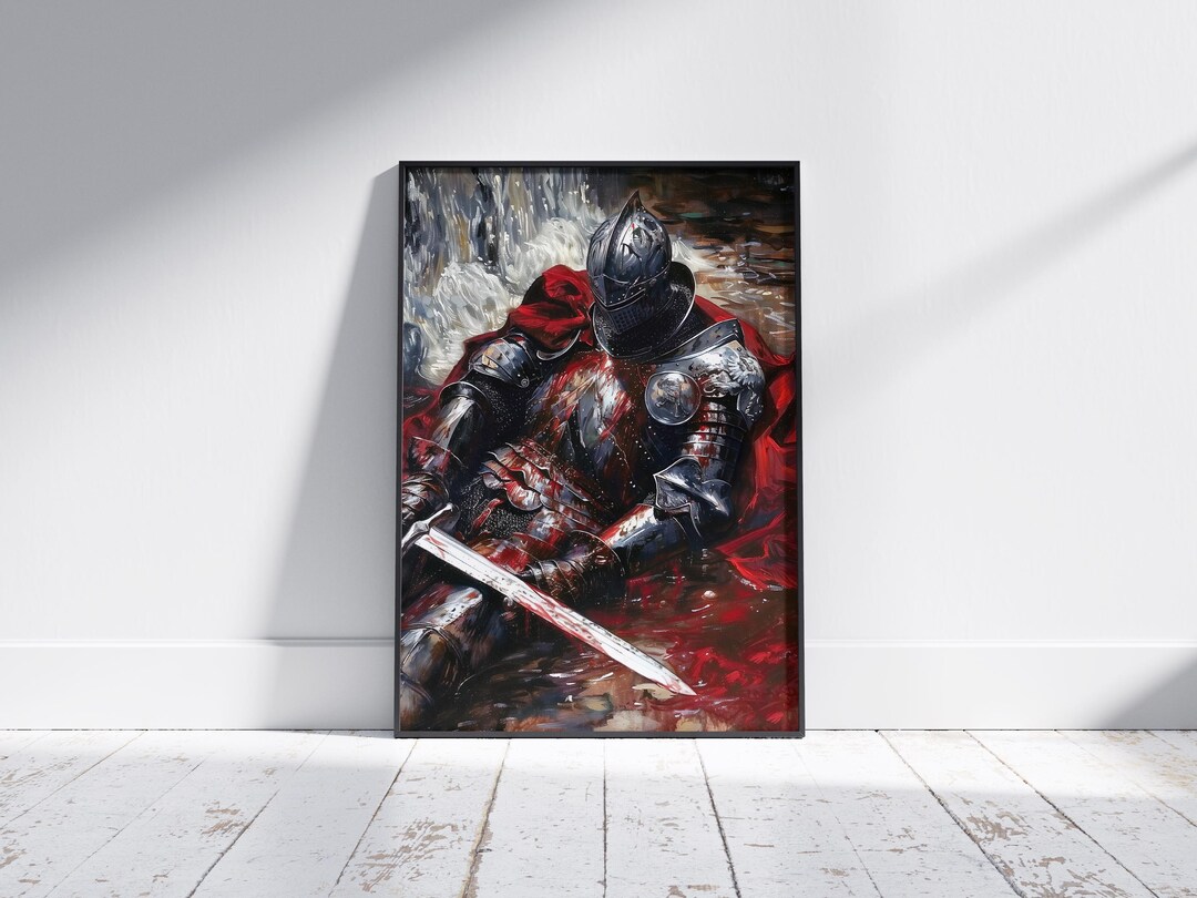 Dark Fantasy Fallen Knight Digital Art Print Fallen Knight Series 2024 ...