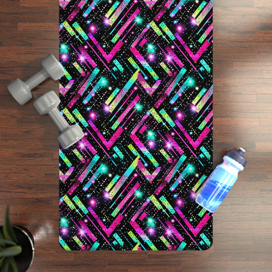 Trippy Neon Lines Yoga Mat Illusion Style Non-slip Mat for Yoga ...