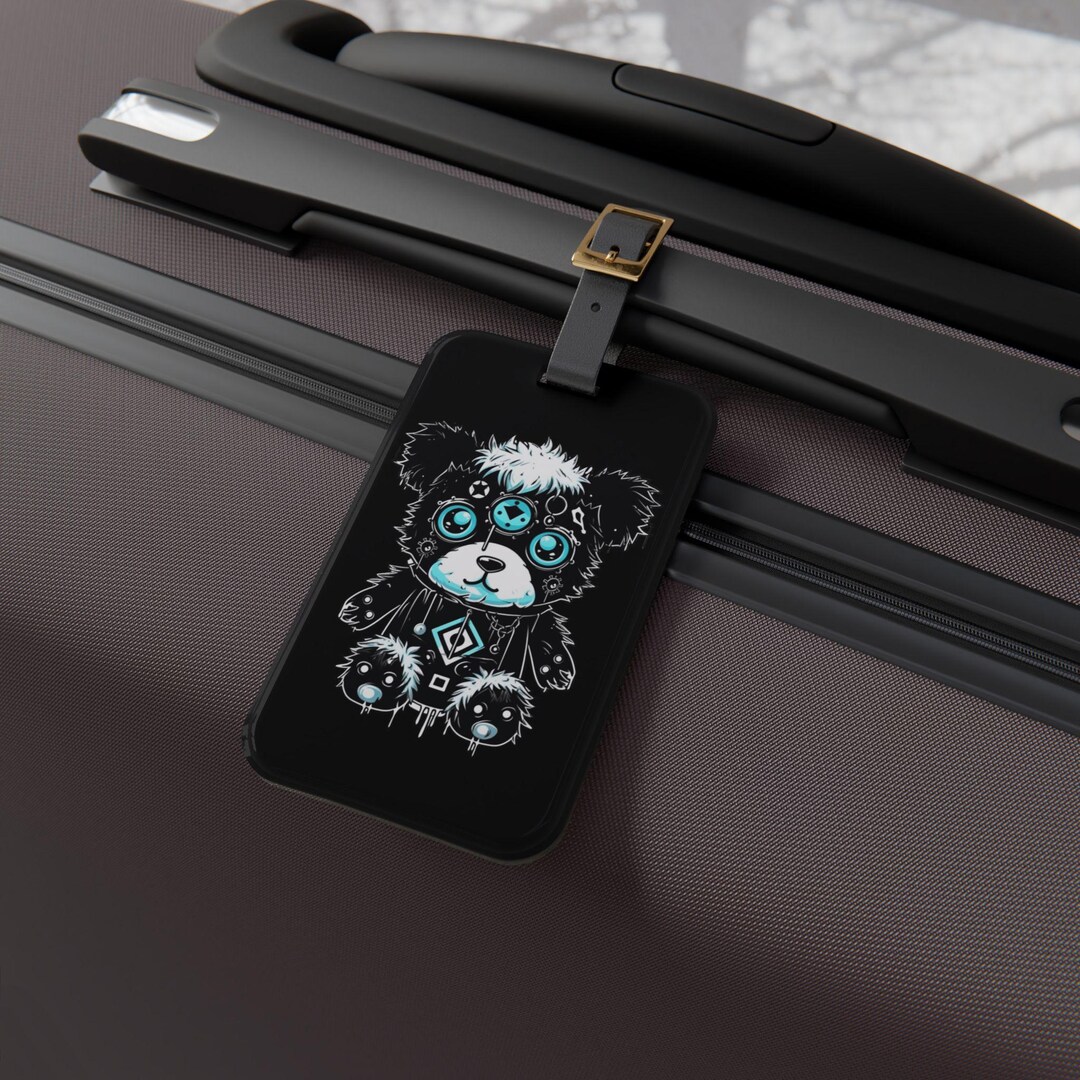 Emo Grunge Robot Machine Bear Luggage Tag | Edgy Streetwear Travel ...