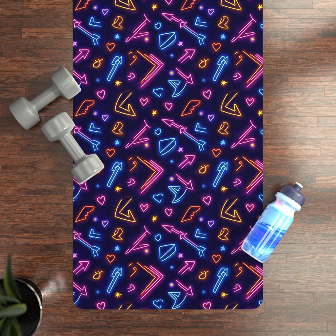 Retro Neon Yoga Mat: Trippy Raver Exercise Mat - Etsy