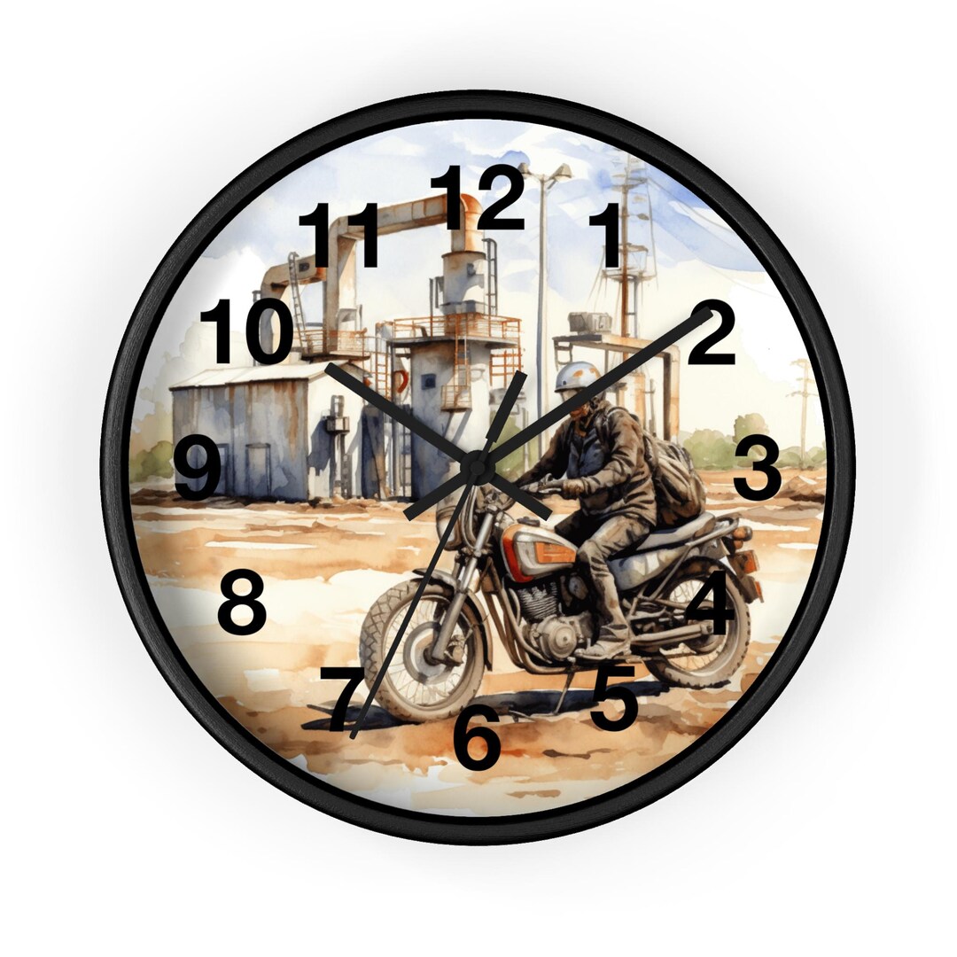 Vintage Motorcycle Wall Clock | Refinery Plant Art | Industrial Biker ...
