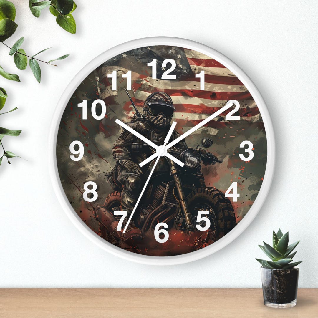 Grunge Biker Motorcycle Wall Clock: Americana Art Decor - Etsy