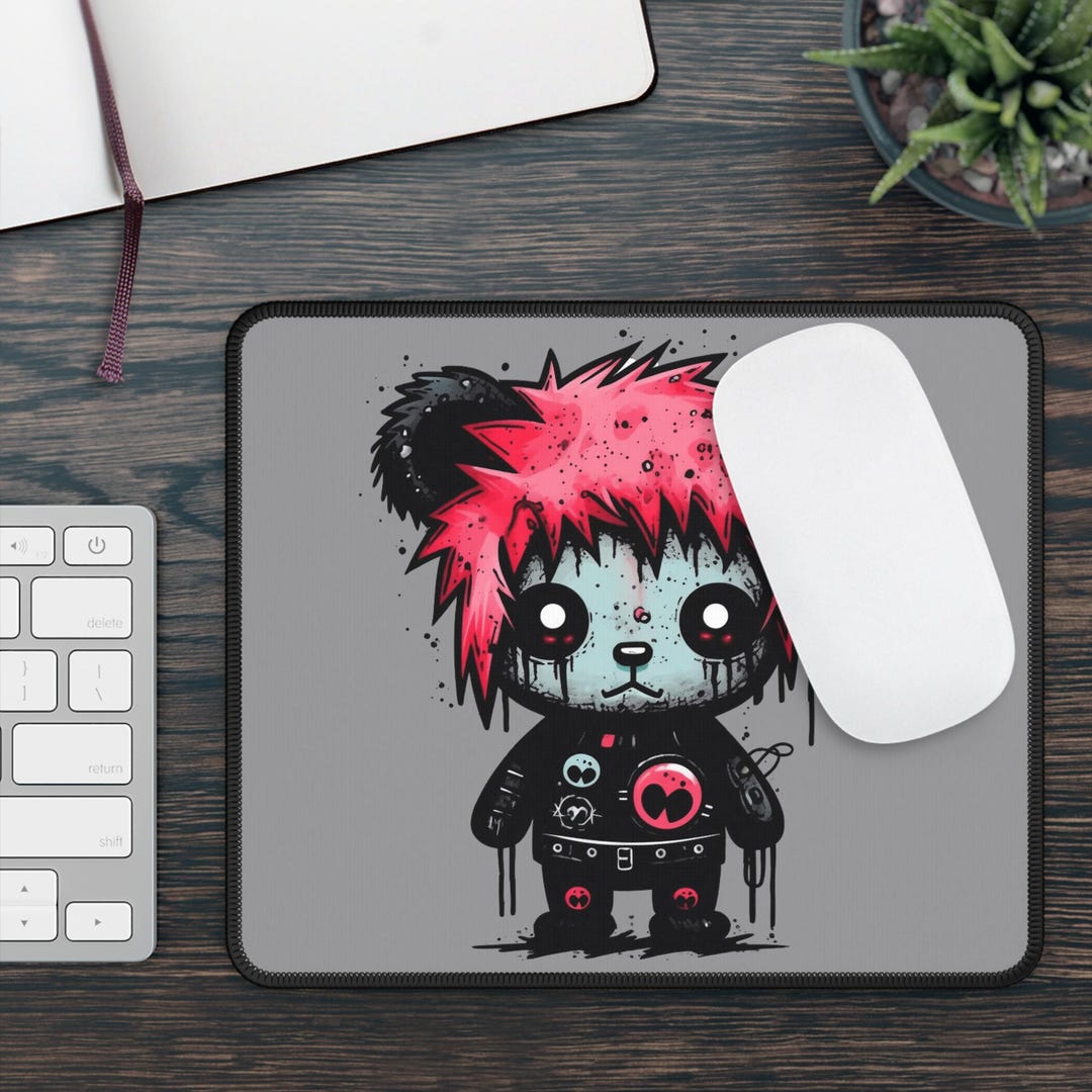 Emo Grunge Pink Hair Bear Mouse Pad: Edgy Goth Streetwear - Etsy