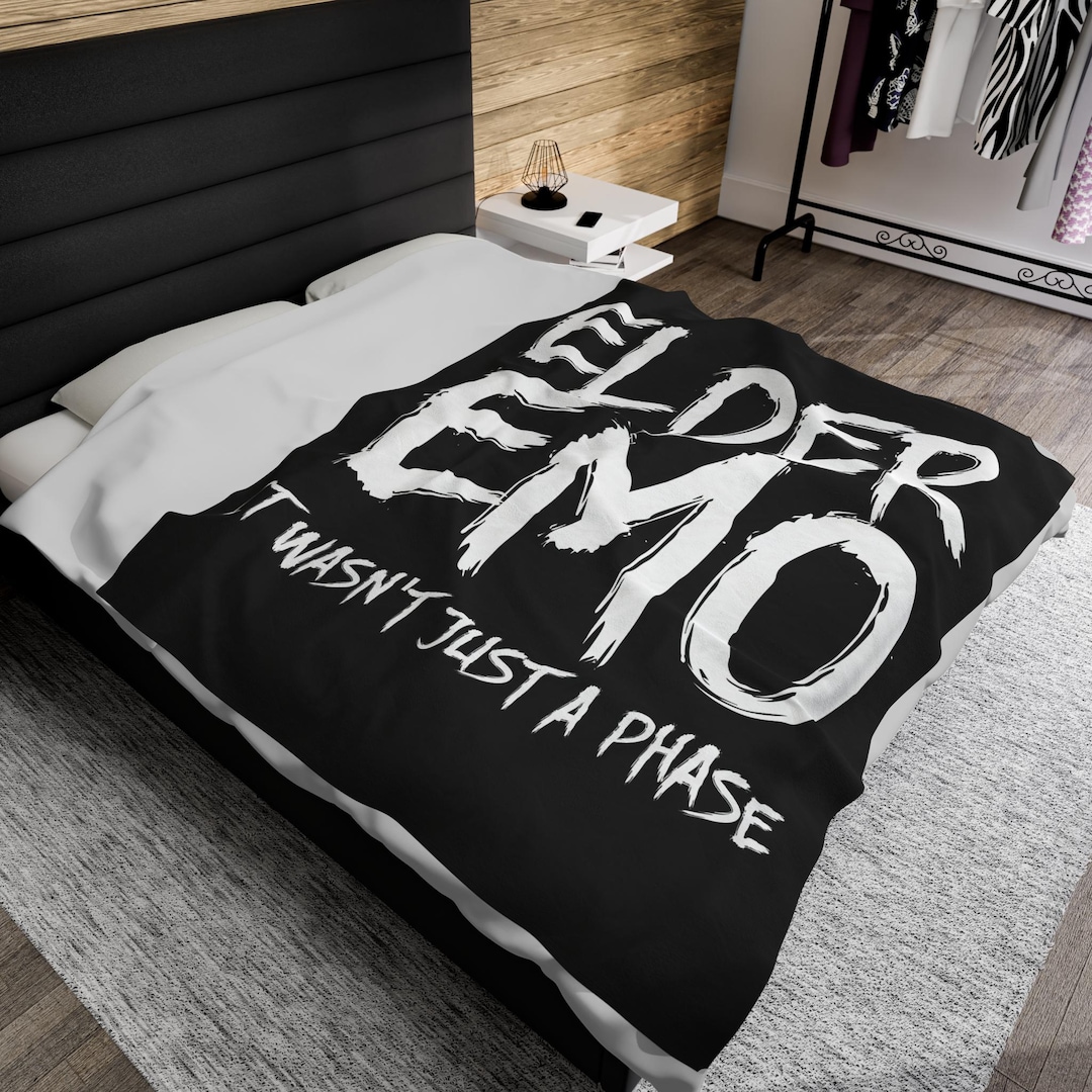 Elder Emo Not Just A Phase Velveteen Plush Throw Blanket White Dark ...