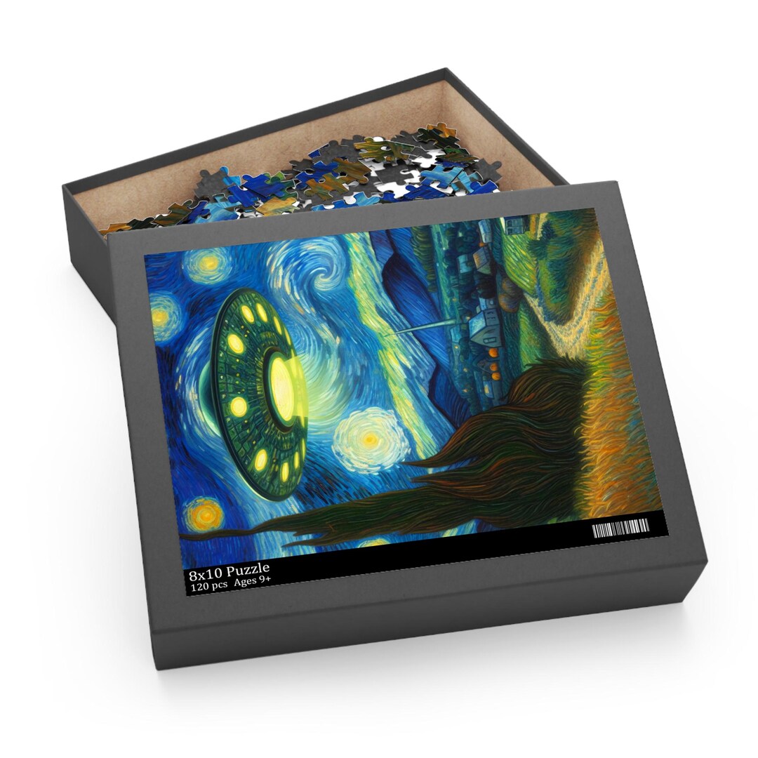 Alien UFO Jigsaw Puzzle: Starry Night Outer Space Art - Etsy