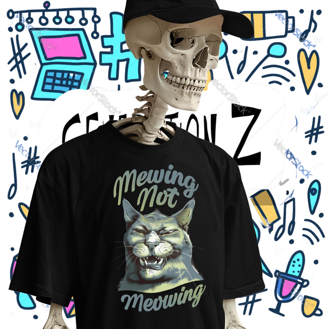 Funny Cat 'mewing Not Meowing' T-shirt - Gen Z Humor - Etsy