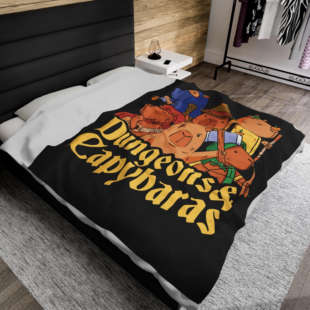 Dungeons and Capybaras Velveteen Plush Throw Blanket | Funny Animal ...