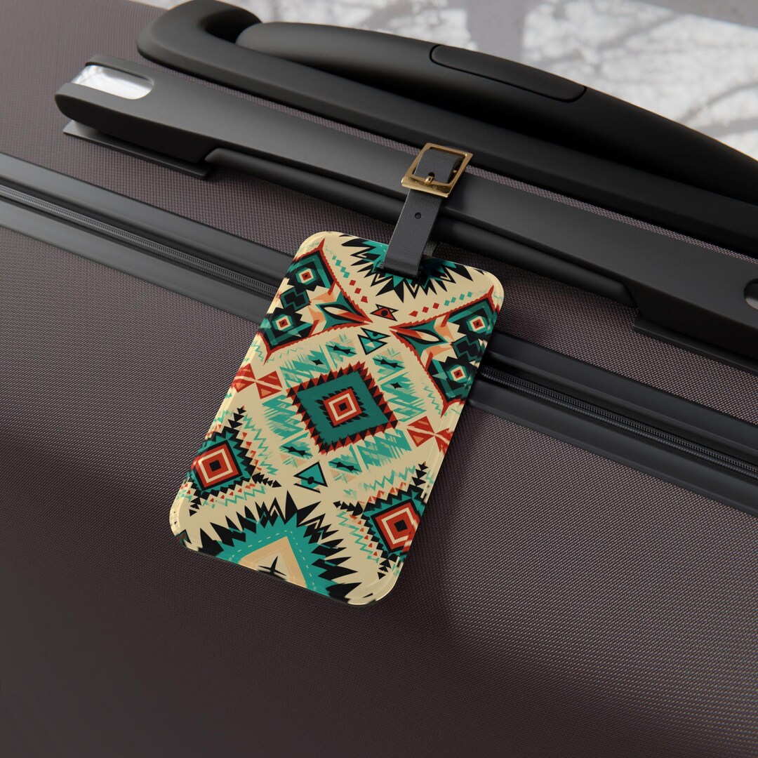 Turquoise Blue Aztec Western Luggage Tag | Bold Baggage ID | Western ...