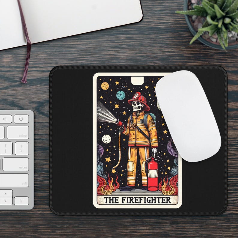 Firefighter Tarot Card Mouse Pad: Heroic Desk Decor - Etsy