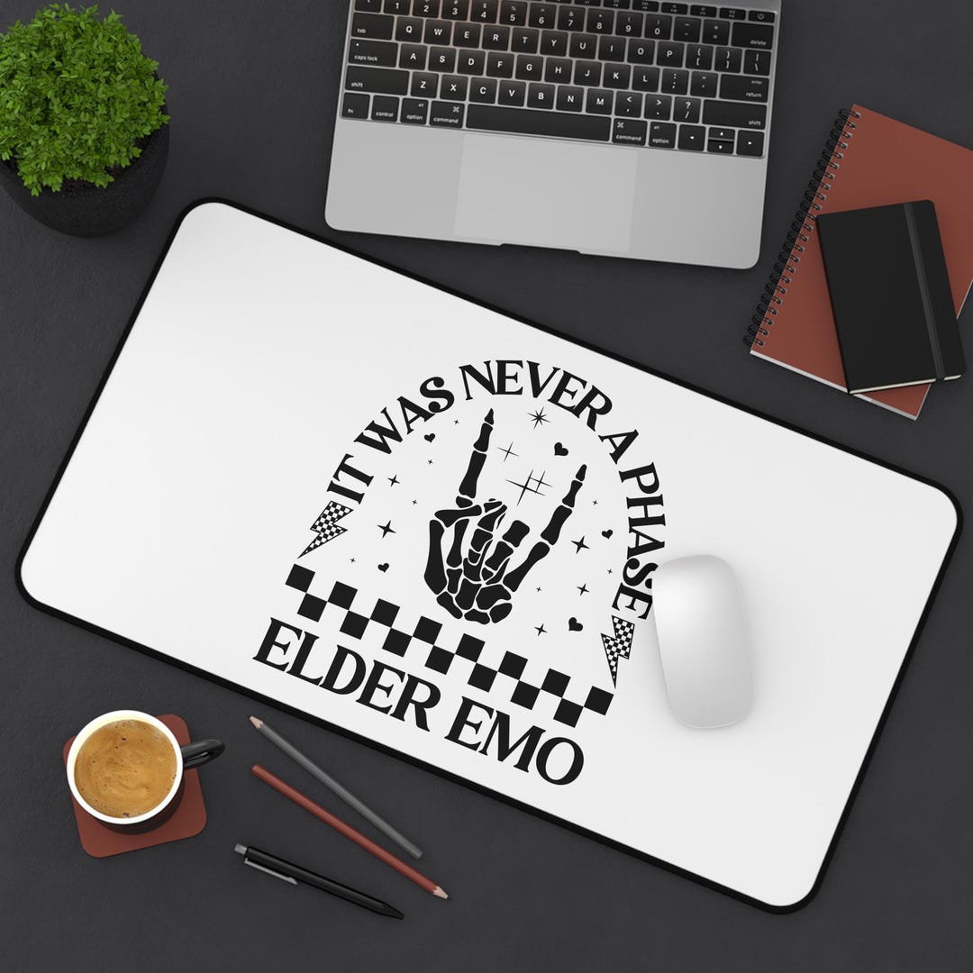 Never a Phase Elder Emo XL Gaming Mouse Pad White| Extended Desk Mat ...