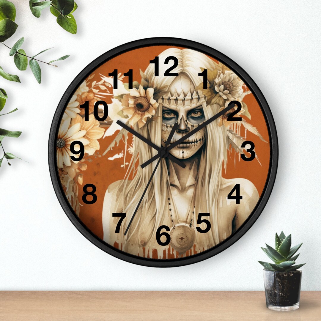 Creepy Witchcraft Boho Style Clock Sugar Skull Death Decor for Spooky ...
