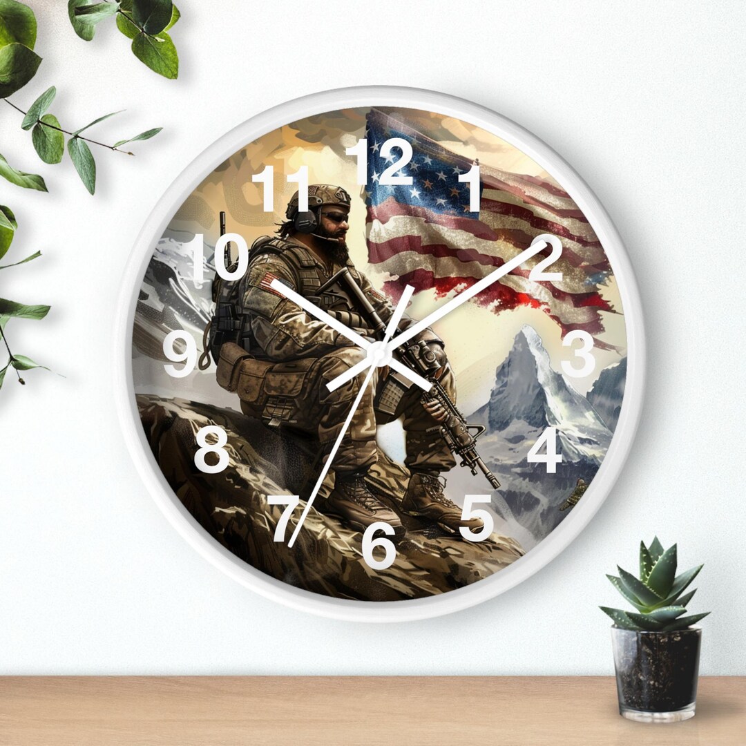 Tactical Soldier Wall Clock: Grunge Military Art, USA Decor - Etsy