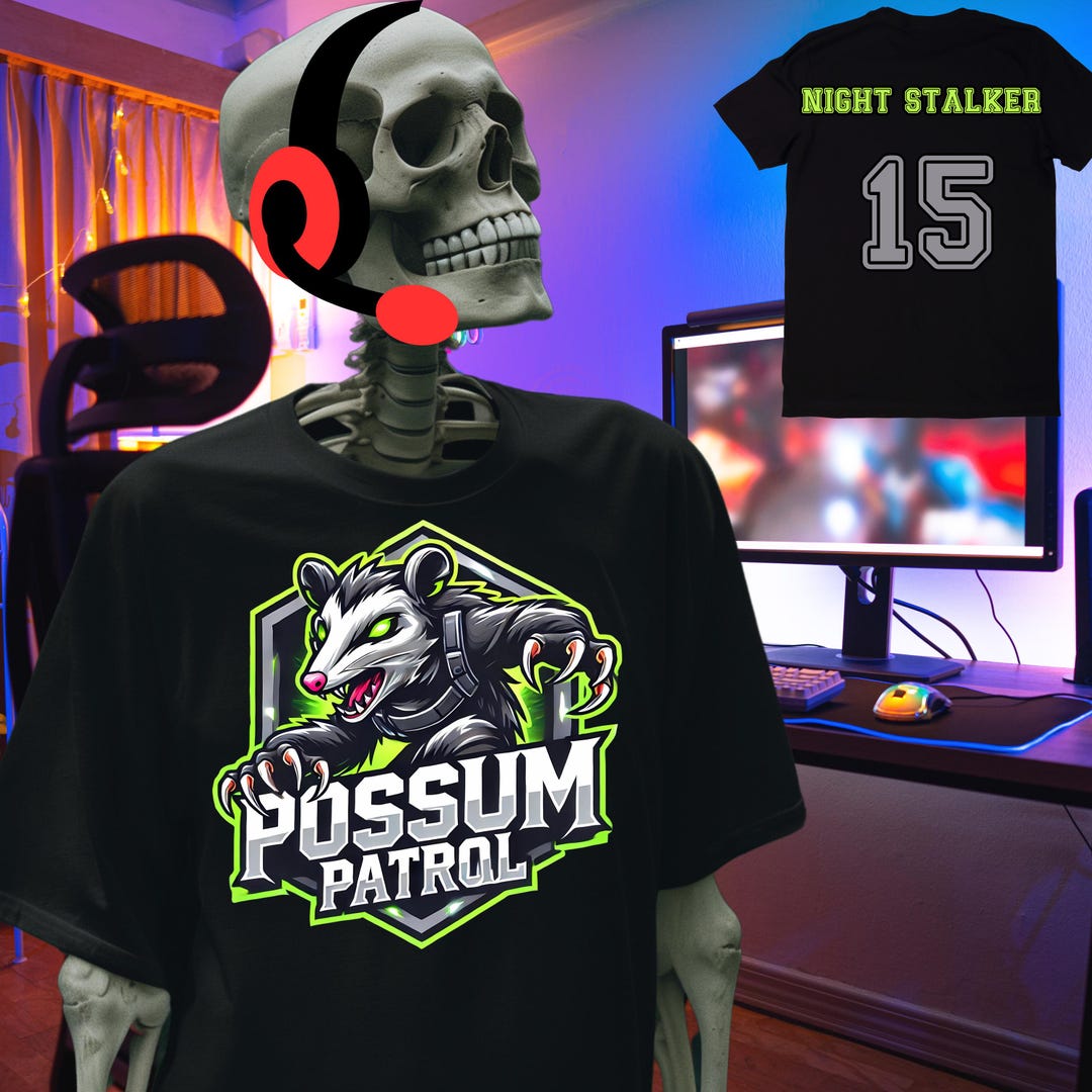 Possum Patrol T-shirt: Fierce Opossum, Gamer Esports Design - Etsy