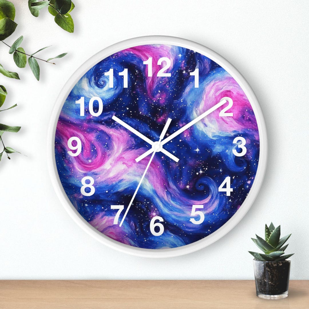 Pink Blue Galaxy Wall Clock: Trippy Space Rave Decor - Etsy