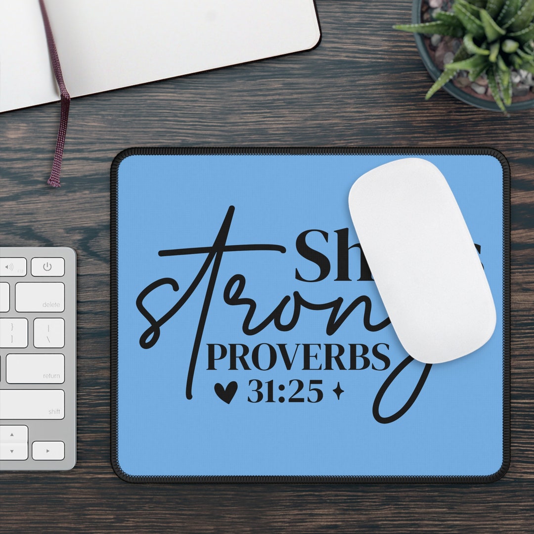 She is Strong Proverbs Christian Mouse Pad Bible Verse Quote Faith ...