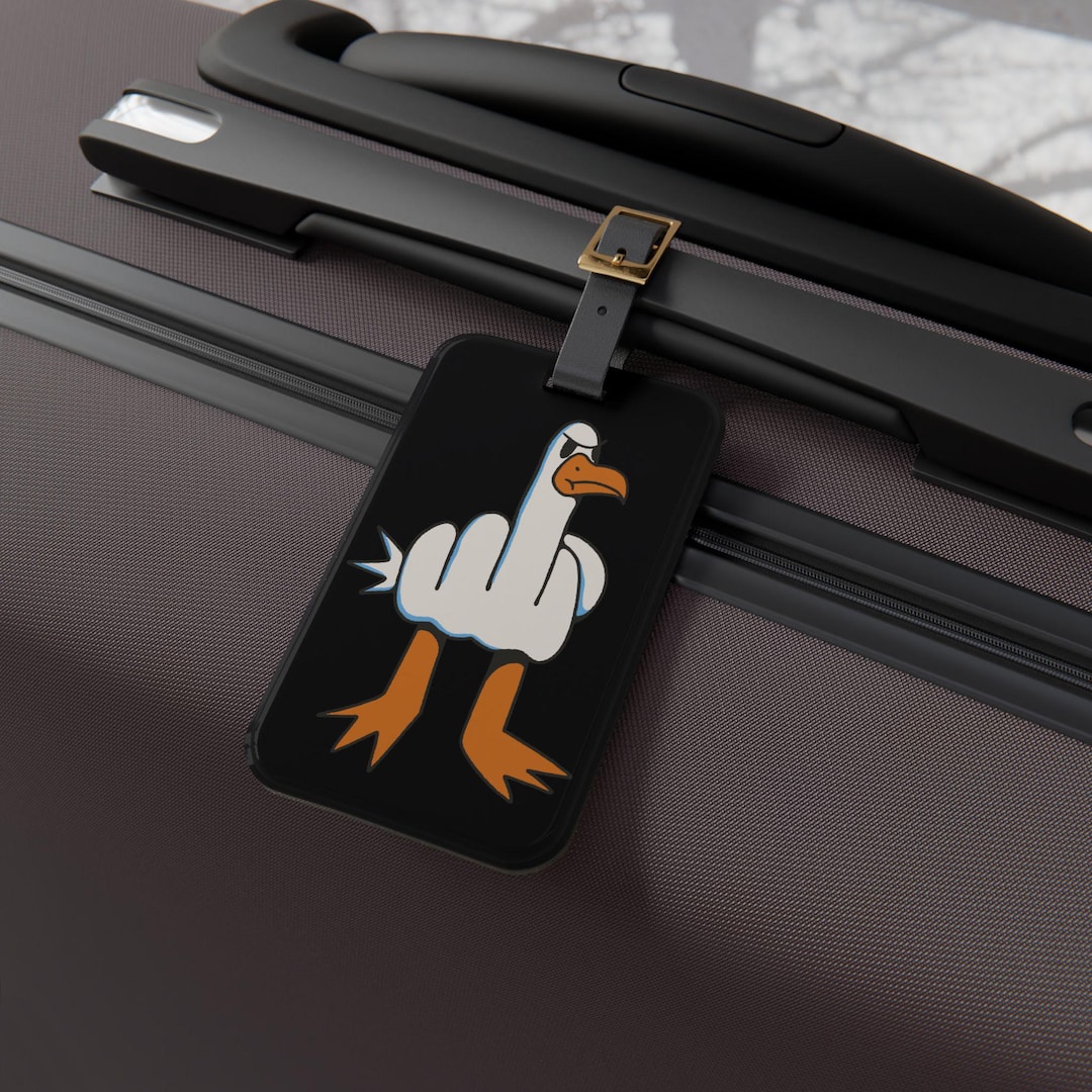Sassy Seagull Middle Finger Luggage Tag | Funny Bird Gesture Travel ...