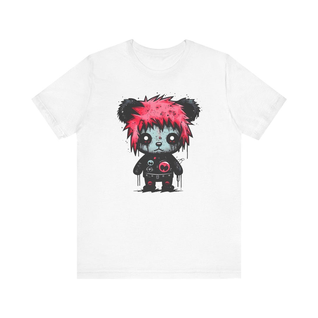 Emo Grunge Pink Hair Death Stare Bear Shirt Edgy Streetwear Tee ...