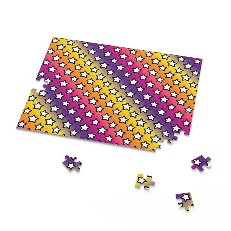 White Stars on Sunset Color Gradient Puzzle Cool Night Sky Vibe 120-500 ...