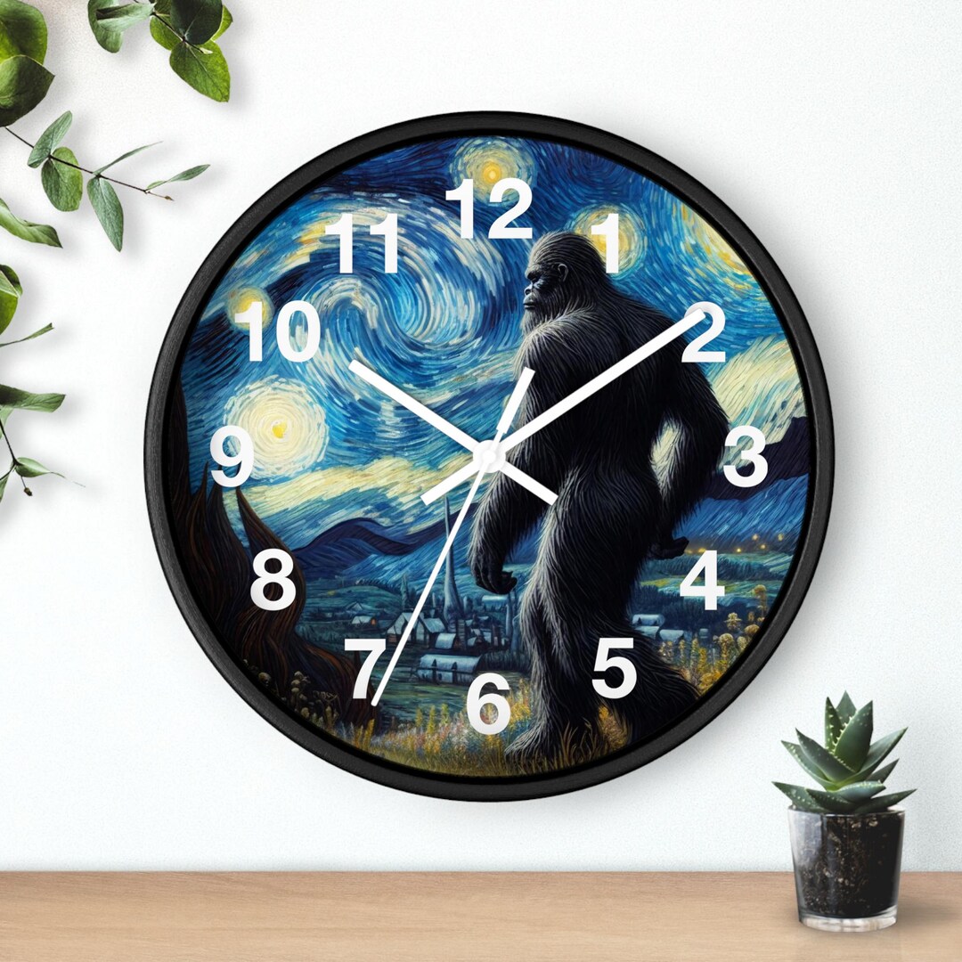 Bigfoot Starry Night Wall Clock: Humorous Sasquatch Art - Etsy
