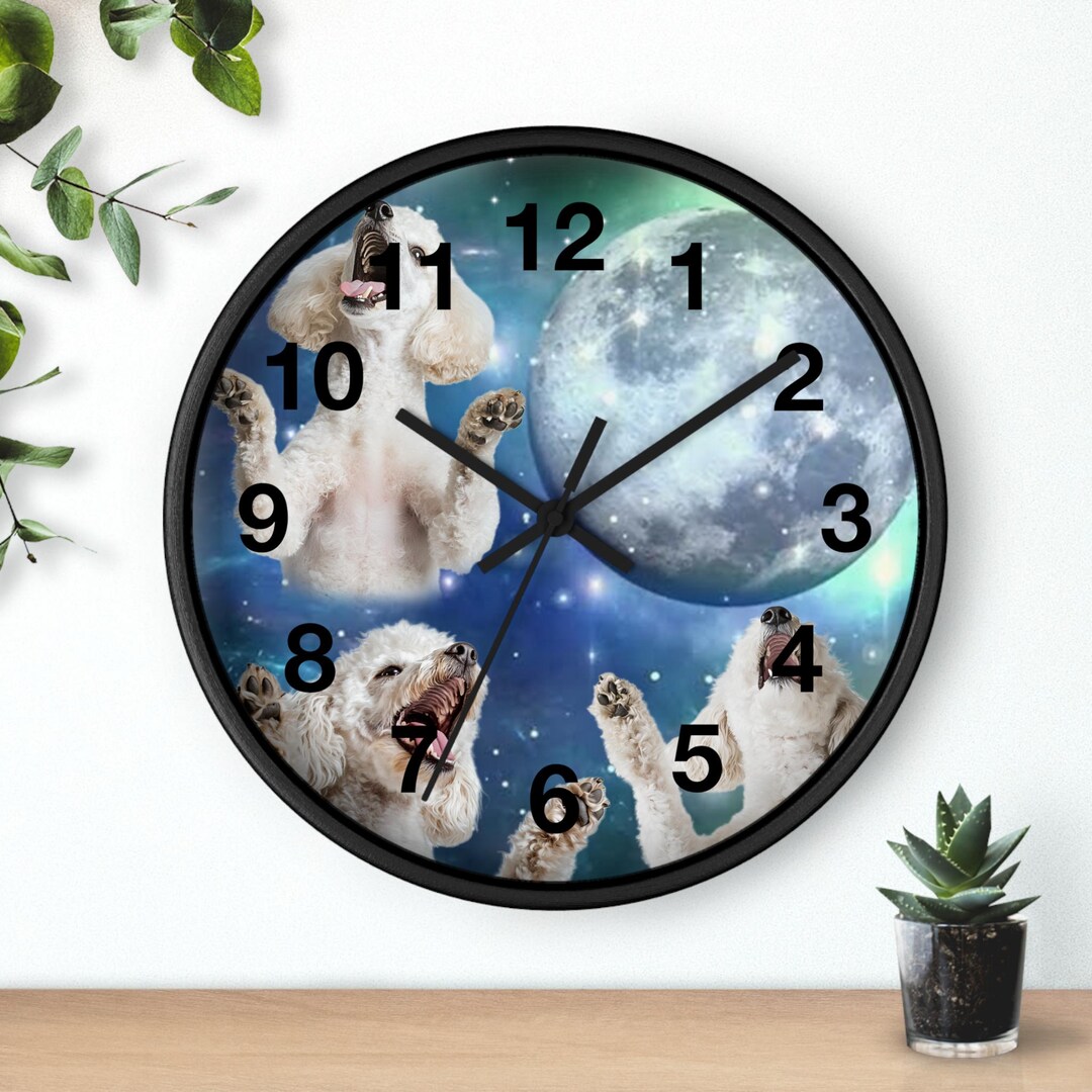 Poodle Howling at the Moon Wall Clock Vintage 90s Inspired Dog Lover ...