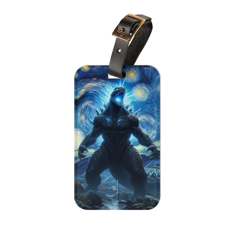 Giant Dinosaur Lizard Night Sky Luggage Tag | Kaiju-inspired Starry ...