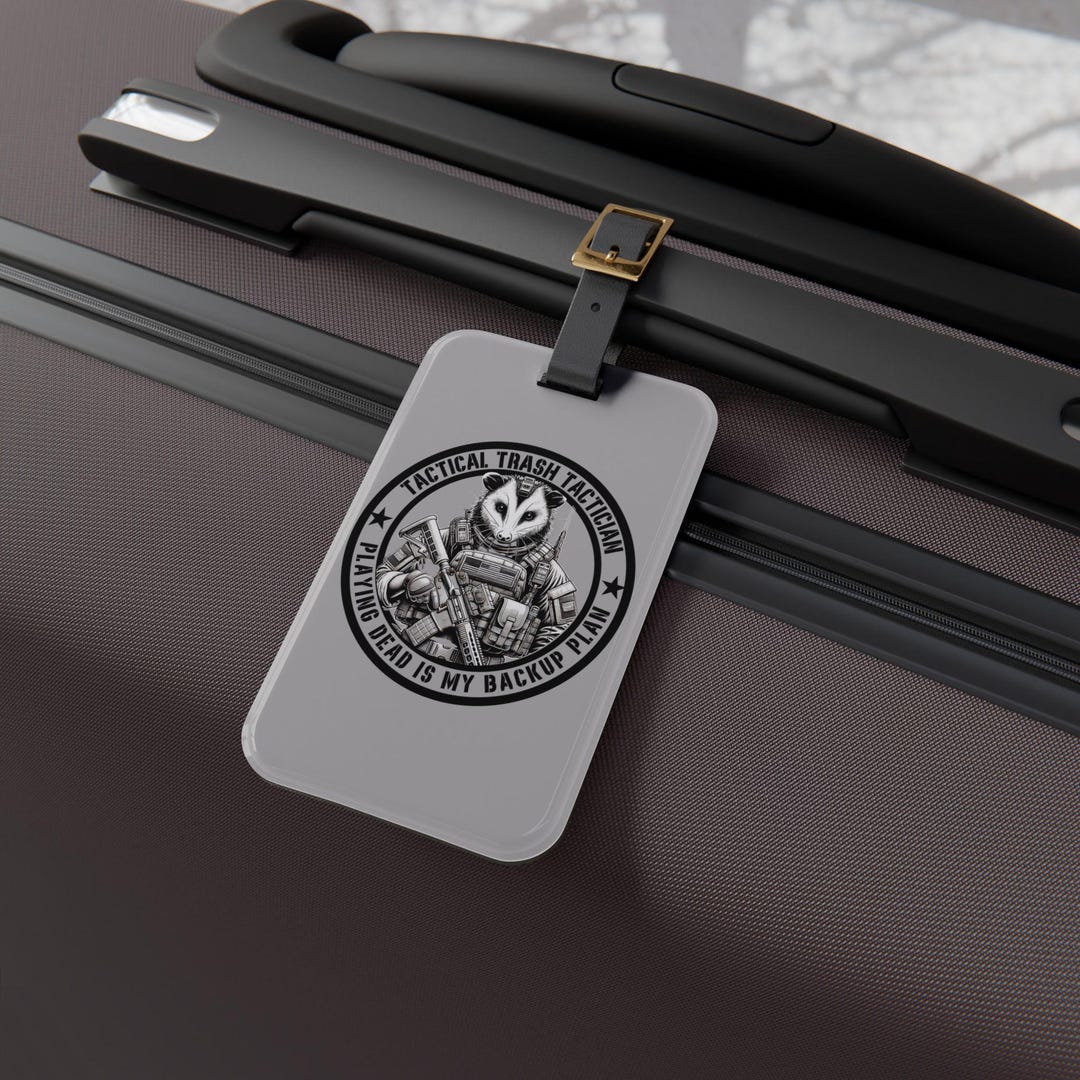 Tactical Trash Tactician Opossum Luggage Tag | Funny Military-inspired ...