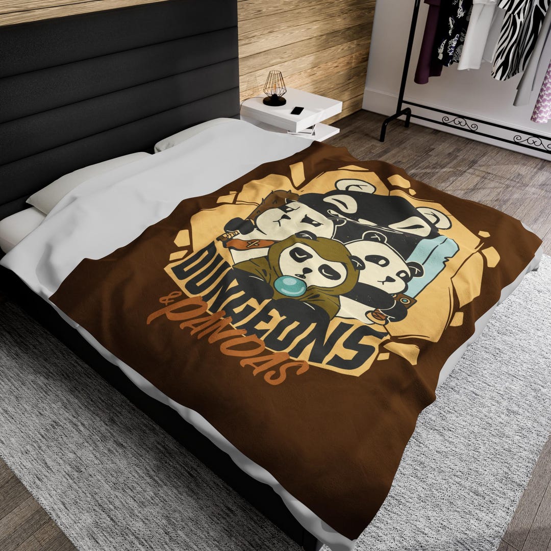 Dungeons and Pandas Velveteen Plush Throw Blanket | Funny Panda Lover ...