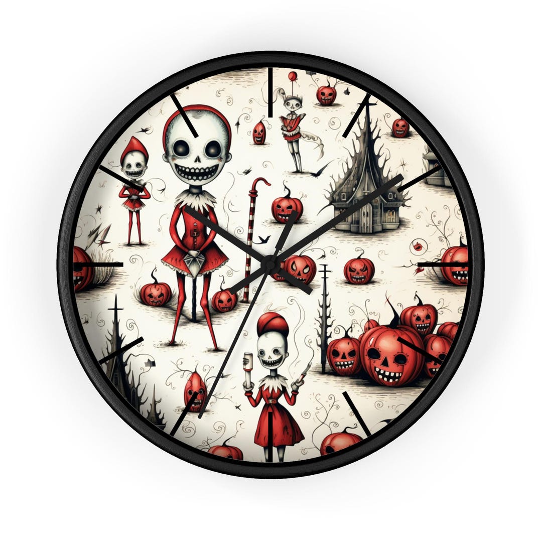 Scary Gothic Macabre Christmas Wall Clock | Dark Holiday Decor ...