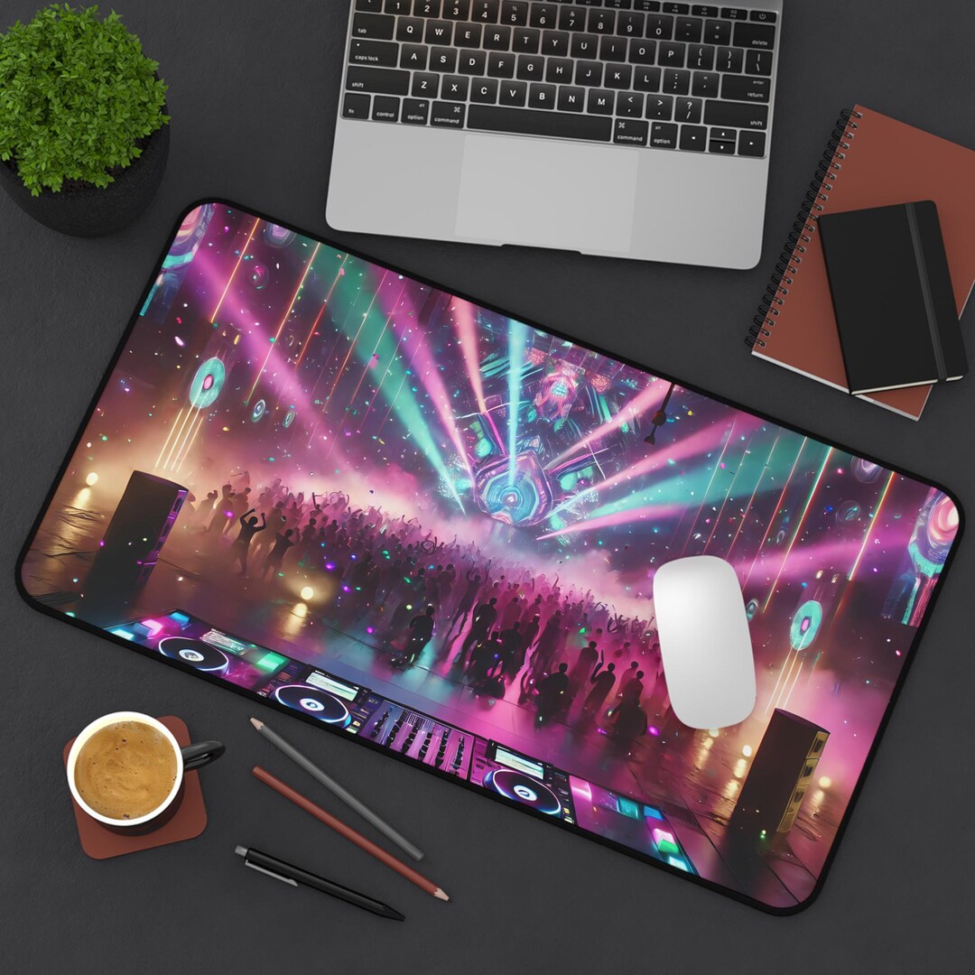 Colorful Raver DJ Booth XL Extended Mouse Pad | Gamer Desk Mat With ...