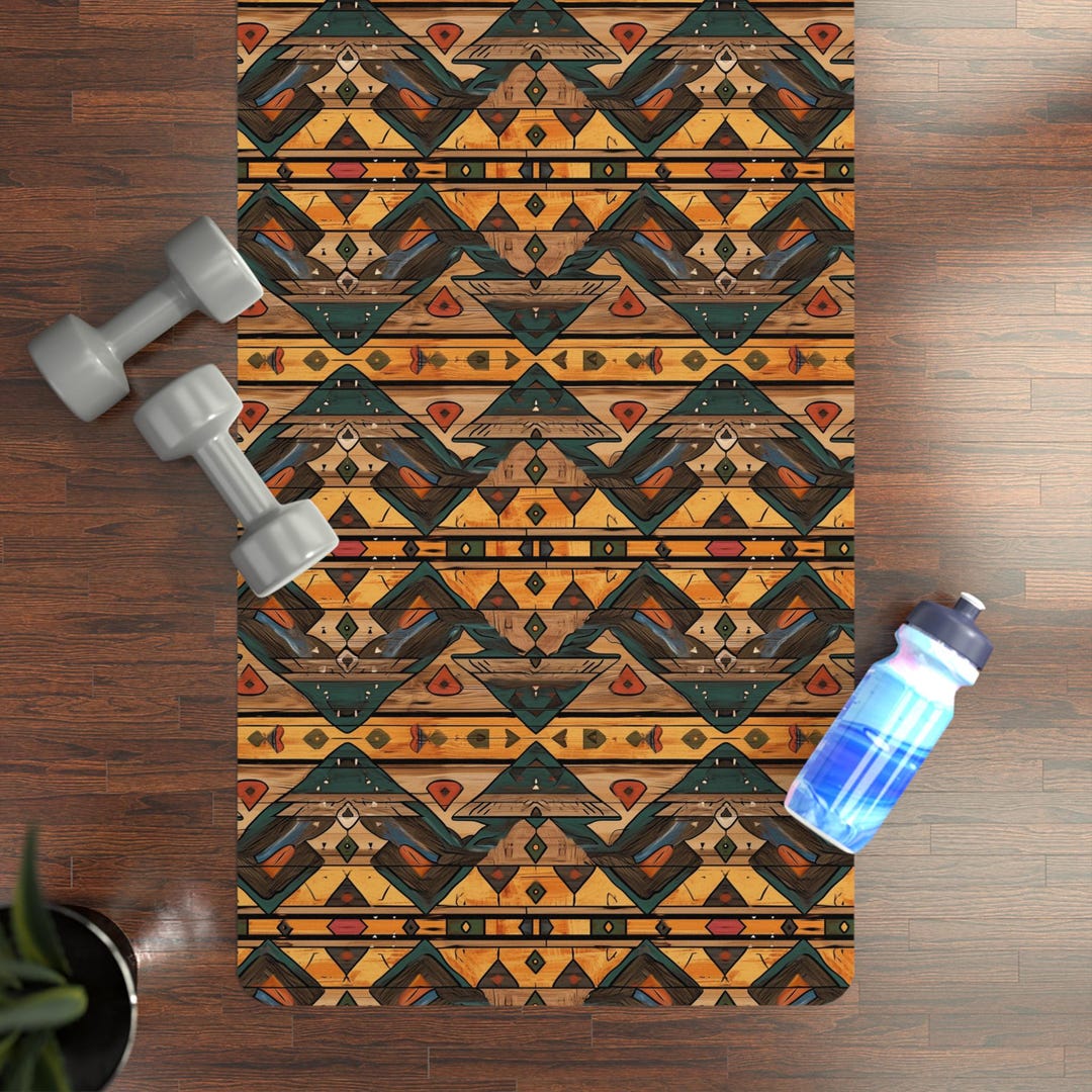 Aztec Distressed Wood Retro Yoga Mat Southwest Style Non-slip Mat for ...
