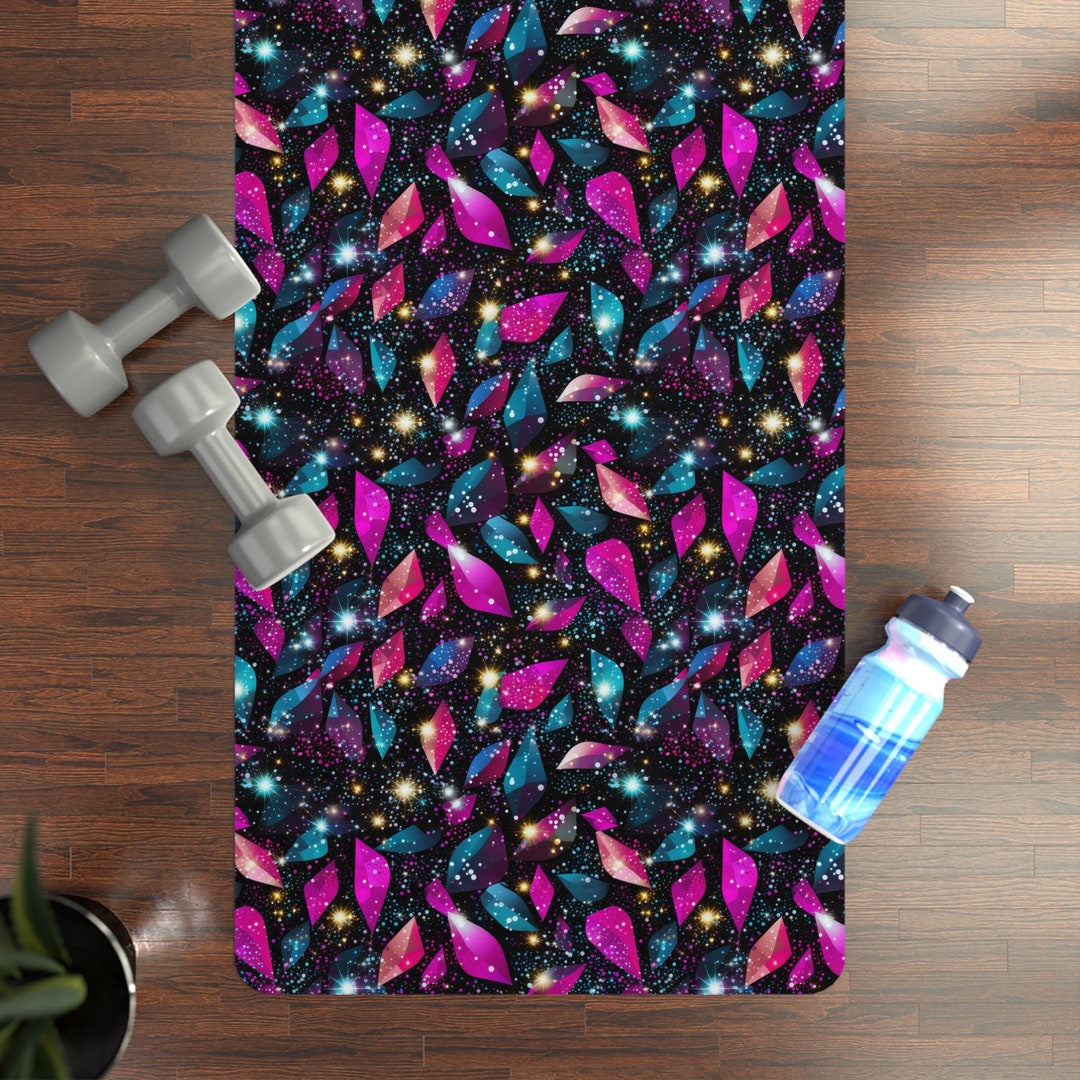 Pink Blue Glittery Neon Shards Exercise Mat Trippy Non-slip Yoga Mat ...