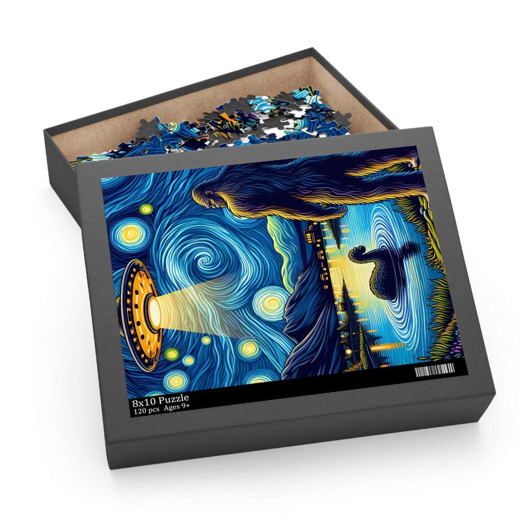 Bigfoot Alien Spaceship Jigsaw Puzzle: Sasquatch UFO Art - Etsy