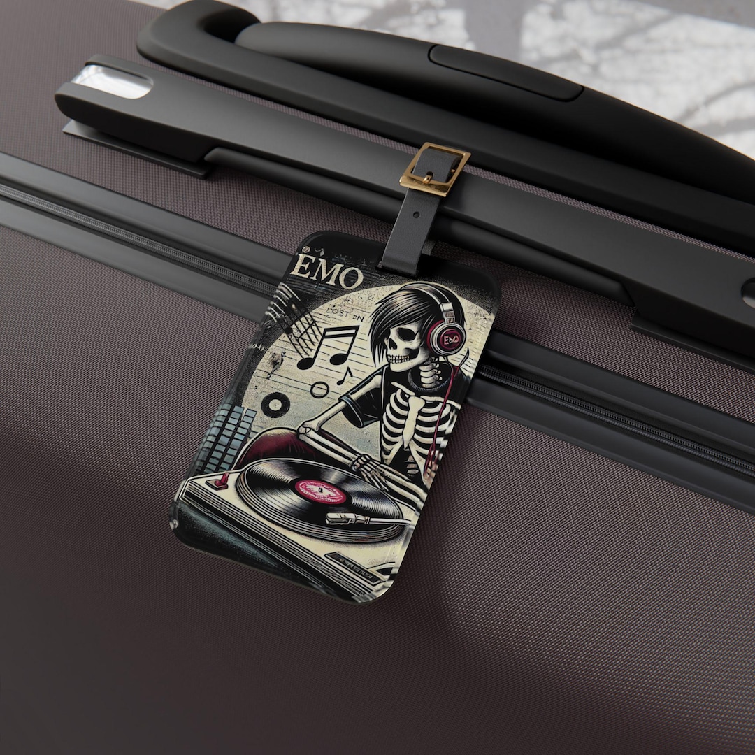 Emo Skeleton DJ Luggage Tag: Goth Travel Accessory - Etsy