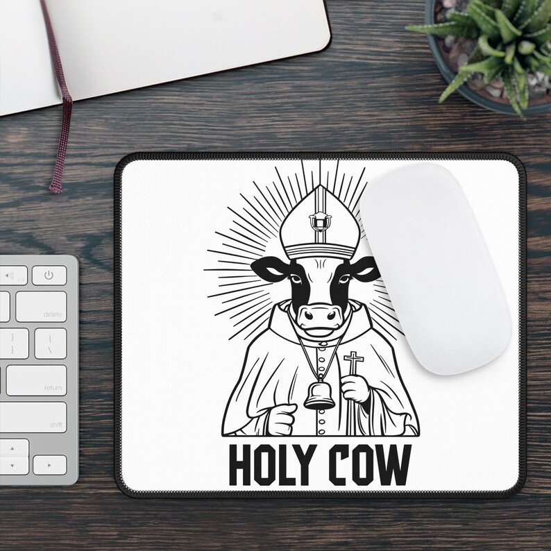 Funny Holy Cow Mouse Pad: Religion Pun PC Gaming Accessory - Etsy