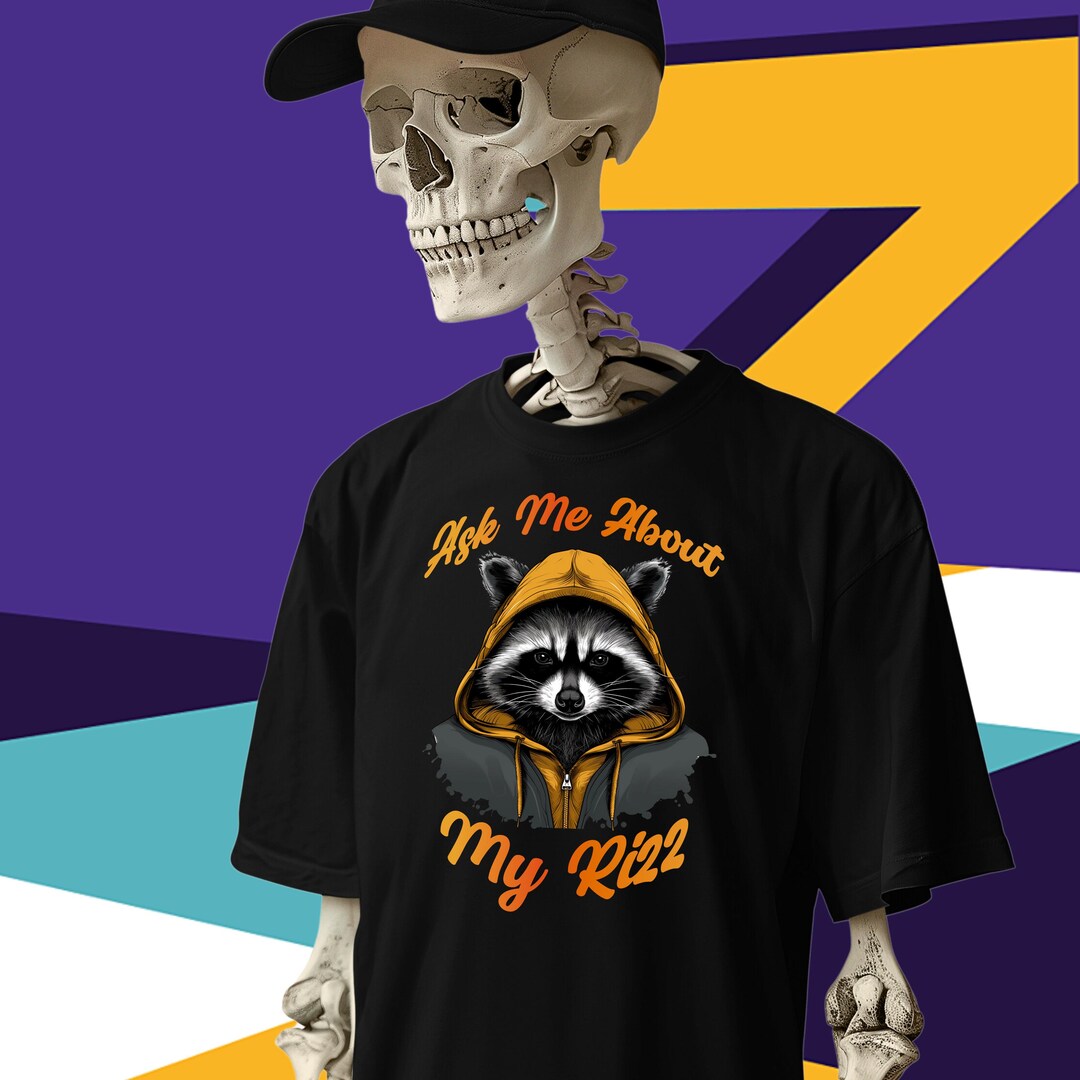 Ask Me About My Rizz Shirt | Funny Raccoon Shirt | Gen Z Quotes Rizz ...
