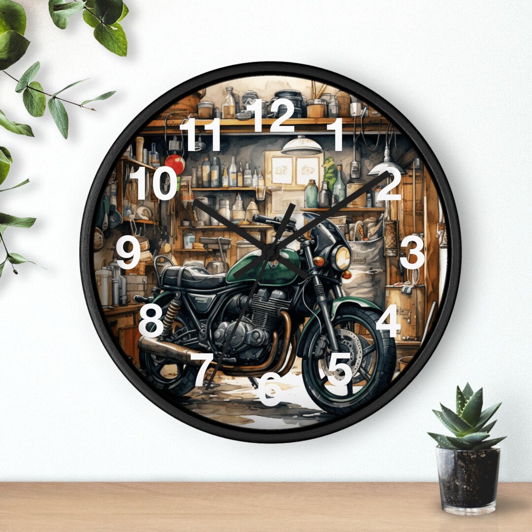Vintage Style Motorcycle Wall Clock Biker Gift for Dad freedom Rider ...
