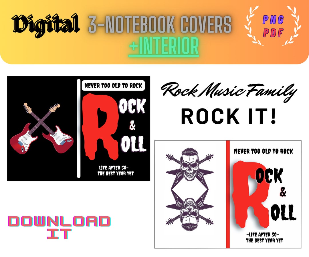 Rock and Roll 3 Cover Pages PNG and Interior PDF - Etsy