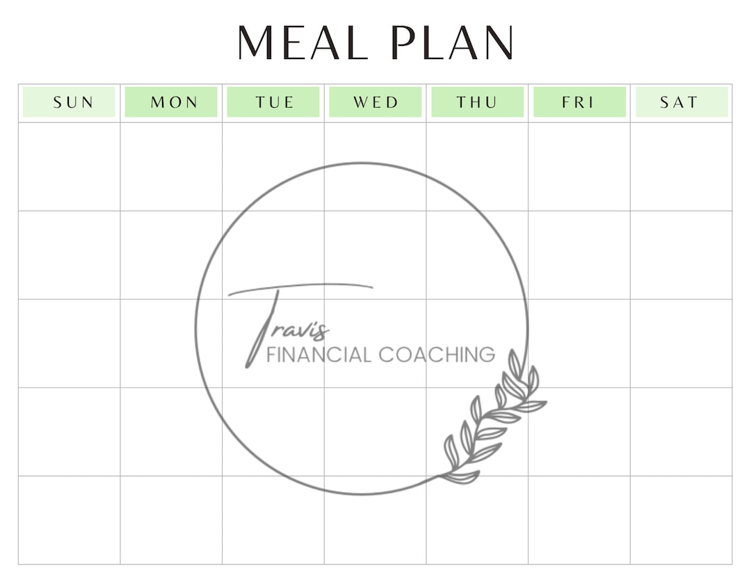 Meal Plan Template - Etsy
