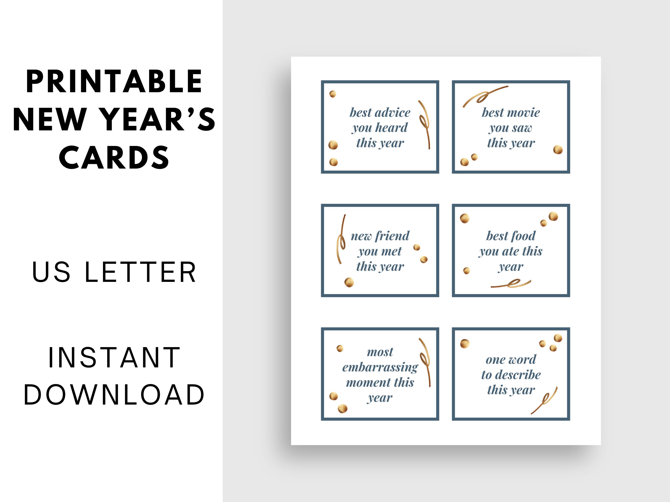 New Year's Eve Conversation Cards, New Year's Eve Party Game, New Year's Reflection Cards ...