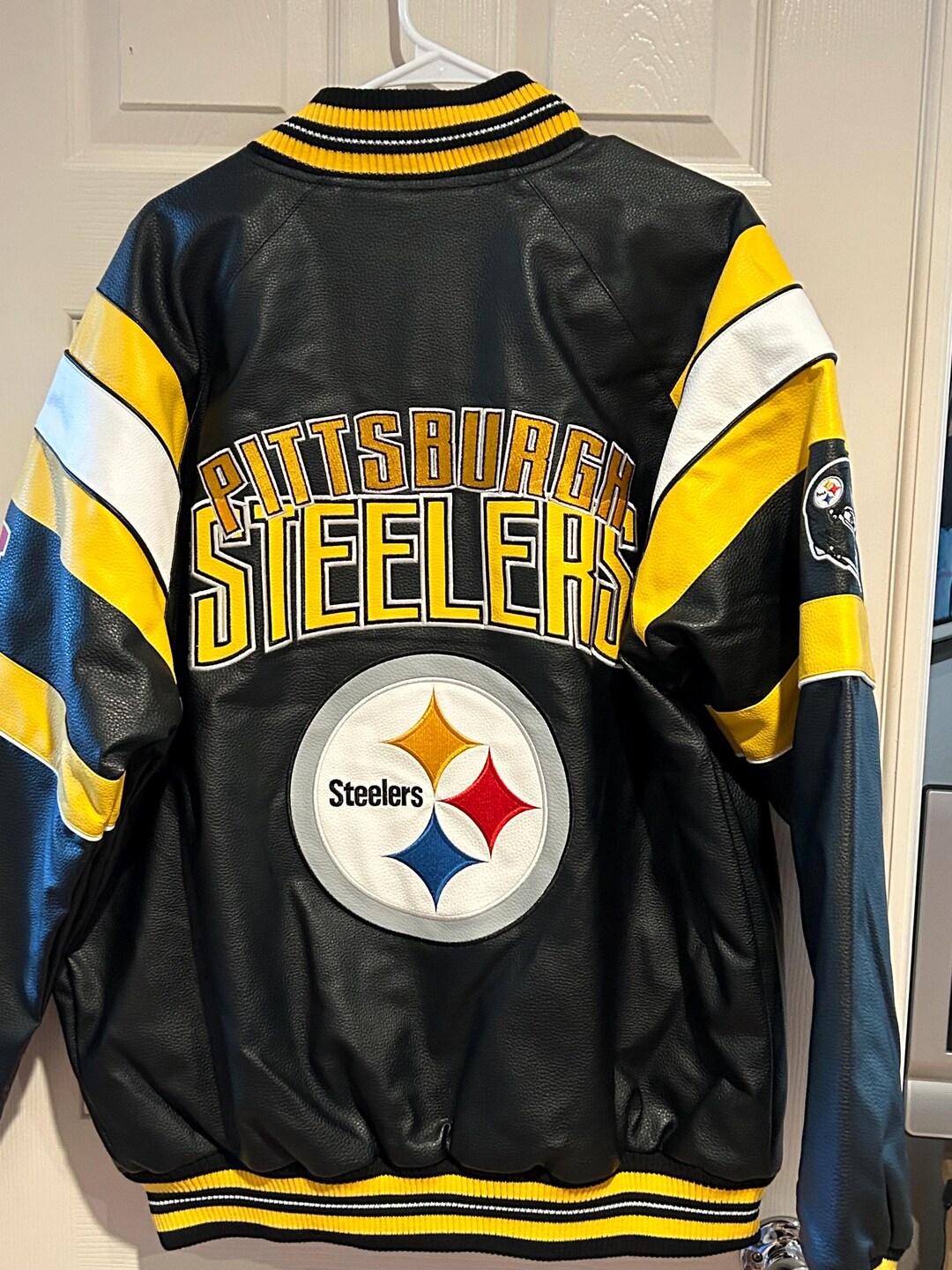 Pittsburgh Steelers, NFL Football Jacket Faux Leather Material Bomber ...