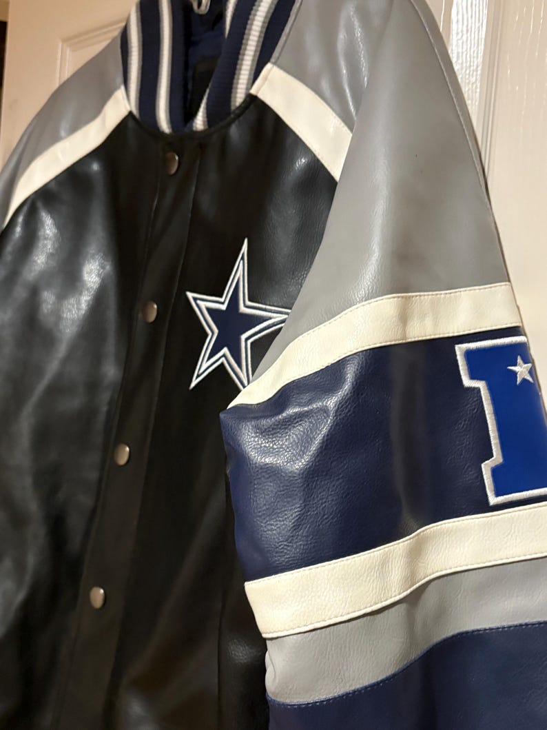 Dallas Cowboys Official NFL Football Jacket New Size L , Faux Leather ...
