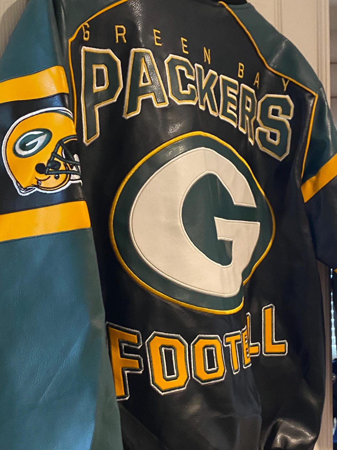 Green Bay Packers Official NFL Faux Leather Football Jacket With Tag ...