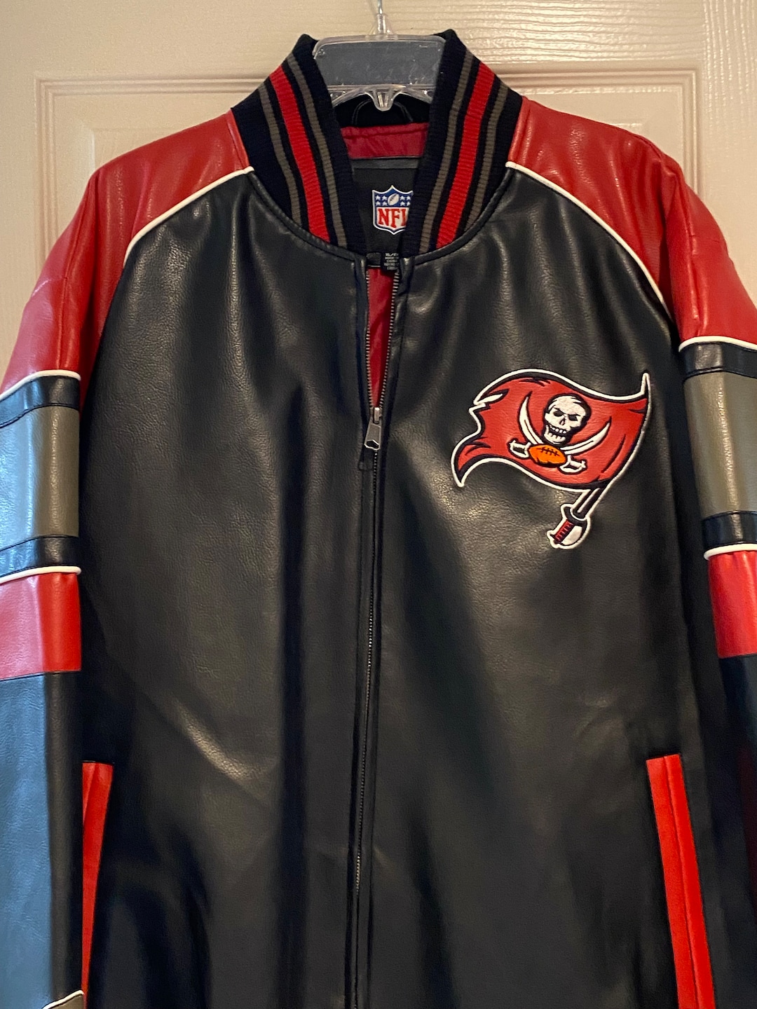Tampa Bay Buccaneers Faux Leather Jacket Official NFL Jacket Sz XL ...