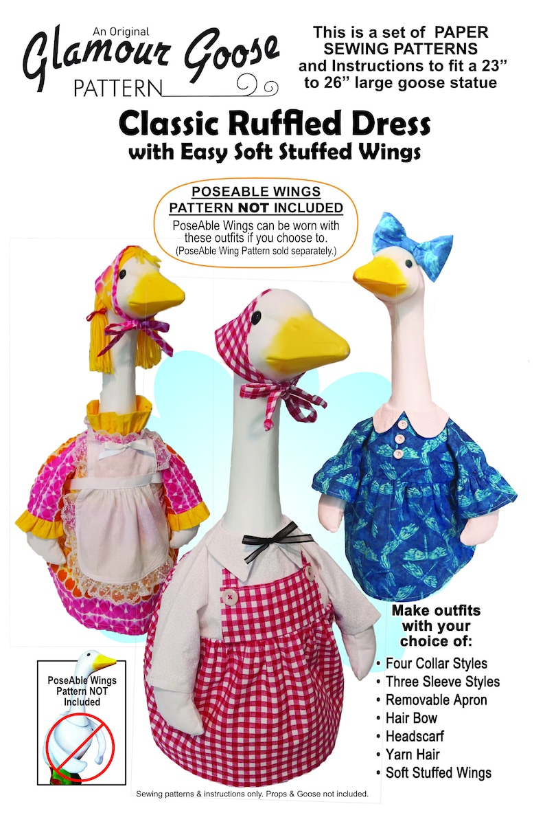 Goose Outfits Pattern for RUFFLED DRESS and Accessories. - Etsy