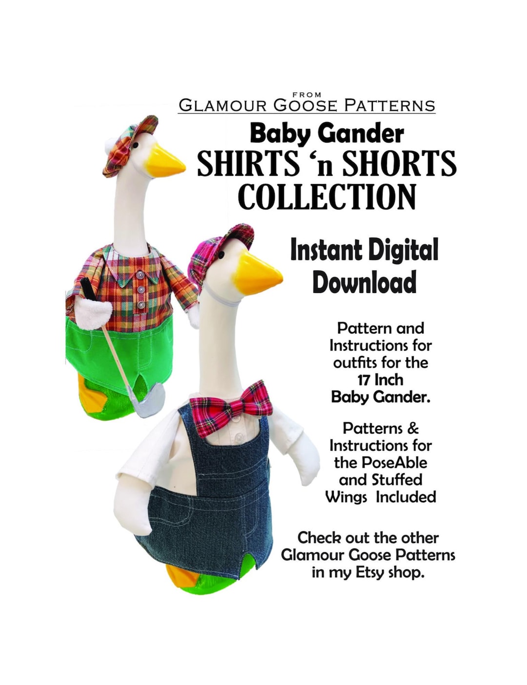 Digital Baby Porch Goose Clothes Pattern. for 17" Plastic Goose ...
