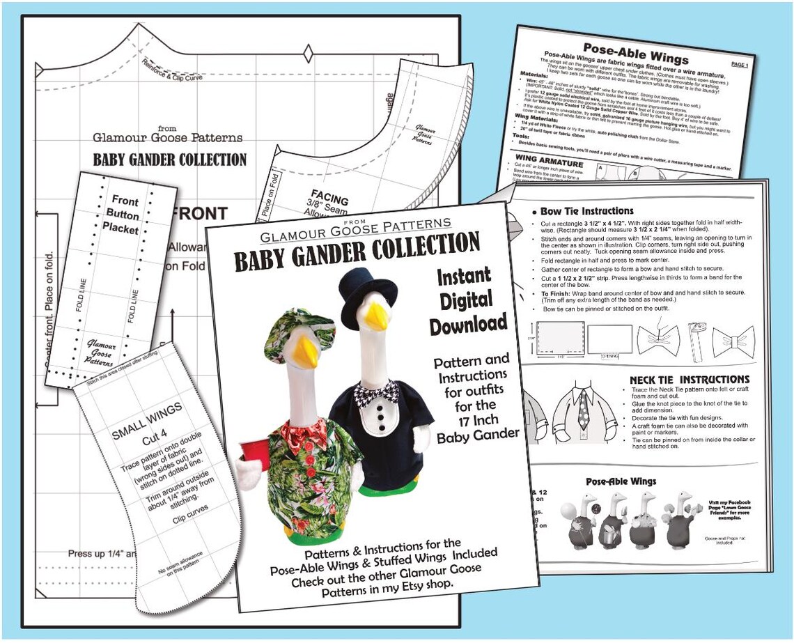 Digital Baby Gander Porch Goose Clothes Pattern. for 17" Plastic Goose ...